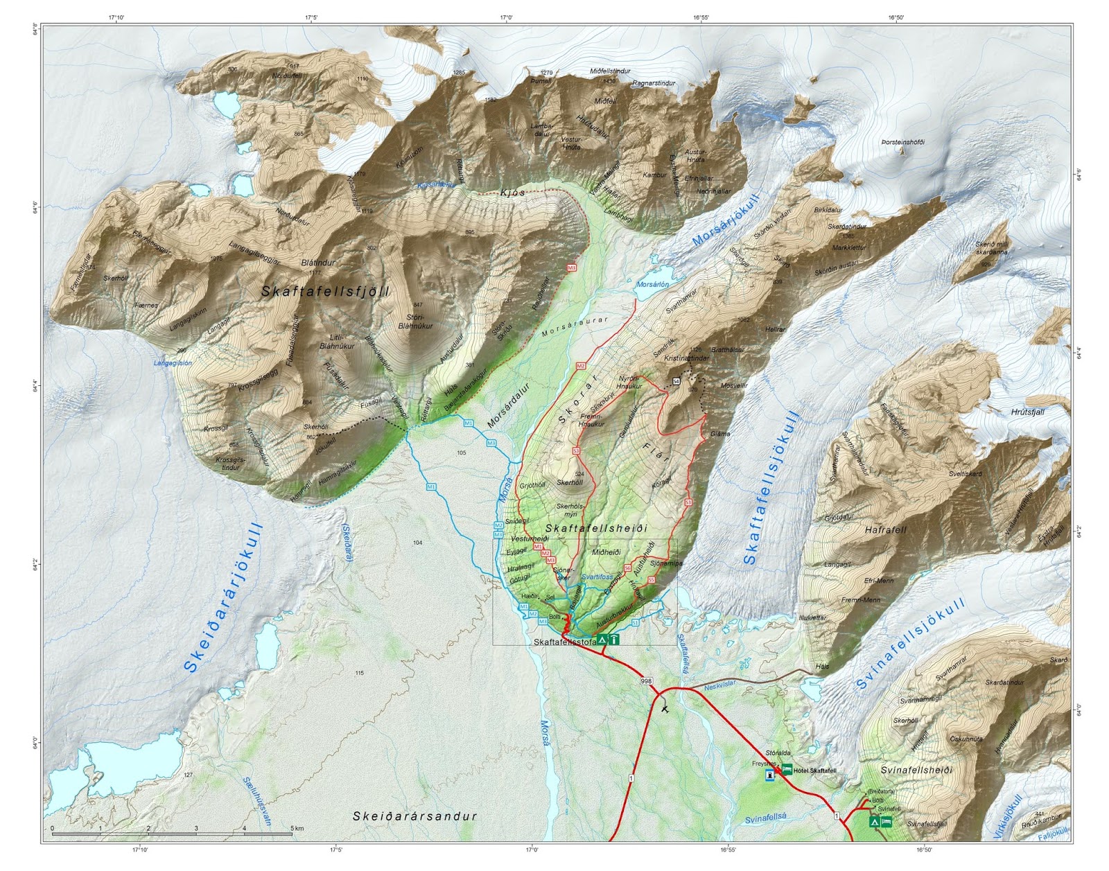 Hiking routes in Skaftafell - Detailed Information and Tips